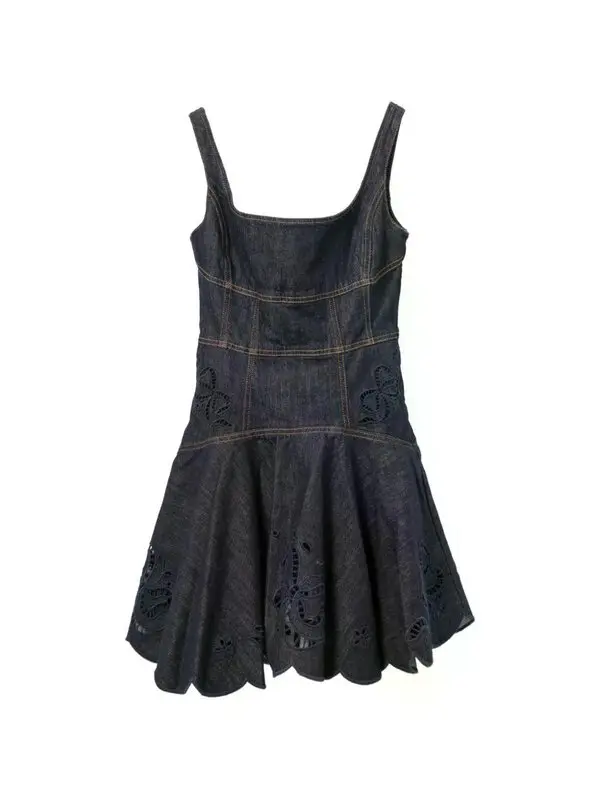 SELF-PORTRAIT Broderie Anglaise Panel Mini Dress - Blue