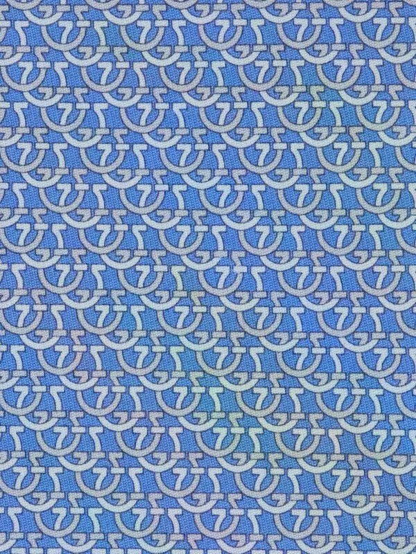 FERRAGAMO Gancini Links Print Silk Tie - Blue