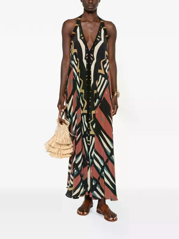 VOLANTIS Geometric Print Maxi Dress