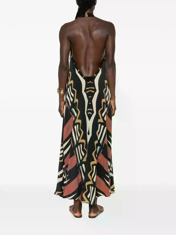VOLANTIS Geometric Print Maxi Dress