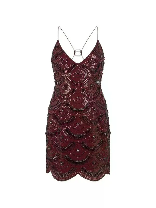 Philipp Plein Sequin-embellished Scallop-edge Mini Dress