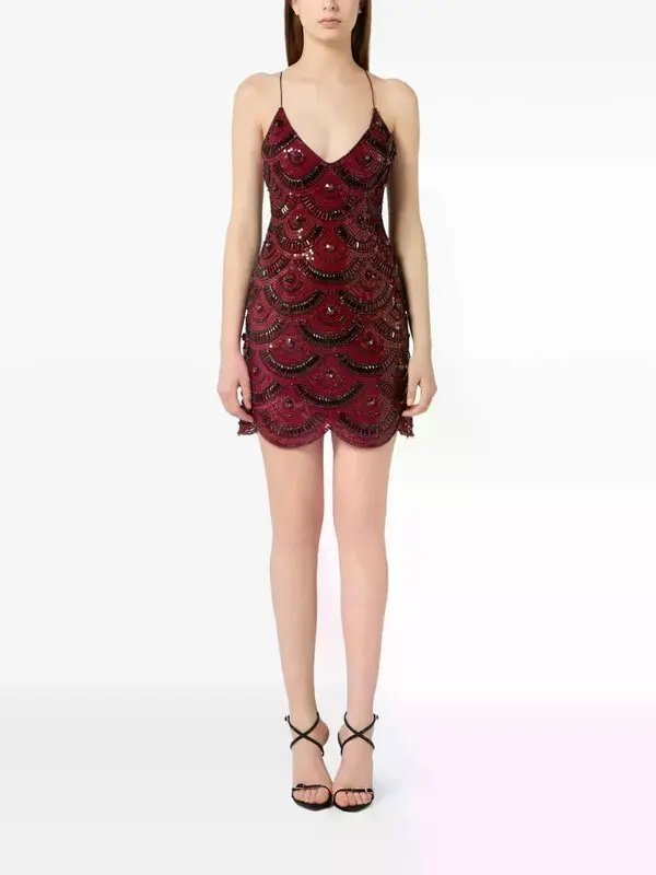 Philipp Plein Sequin-embellished Scallop-edge Mini Dress