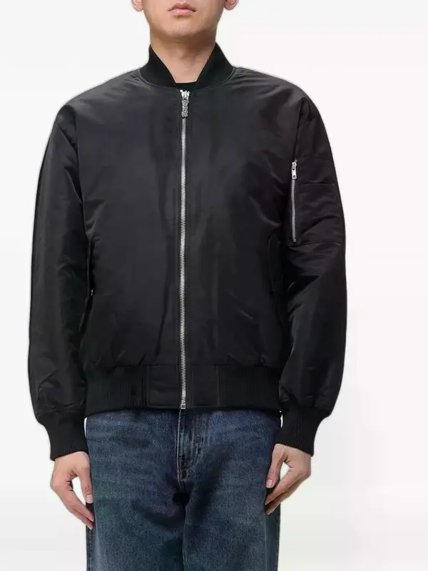 DISCLAIMER Logo Print Bomber Jacket