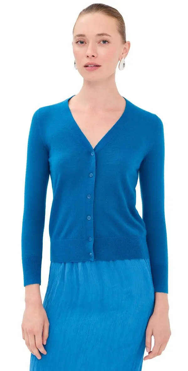 Tibi Mercerized Wool Shrunken Cardigan - Bright Blue