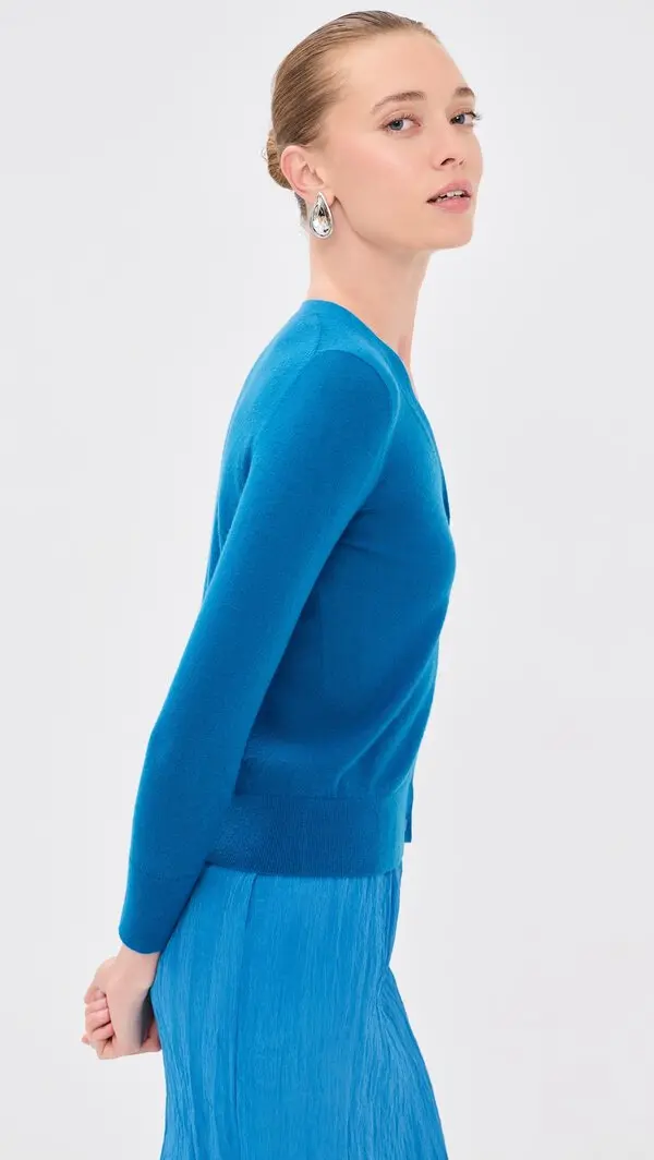 Tibi Mercerized Wool Shrunken Cardigan