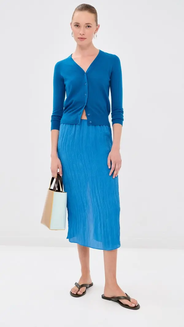 Tibi Mercerized Wool Shrunken Cardigan
