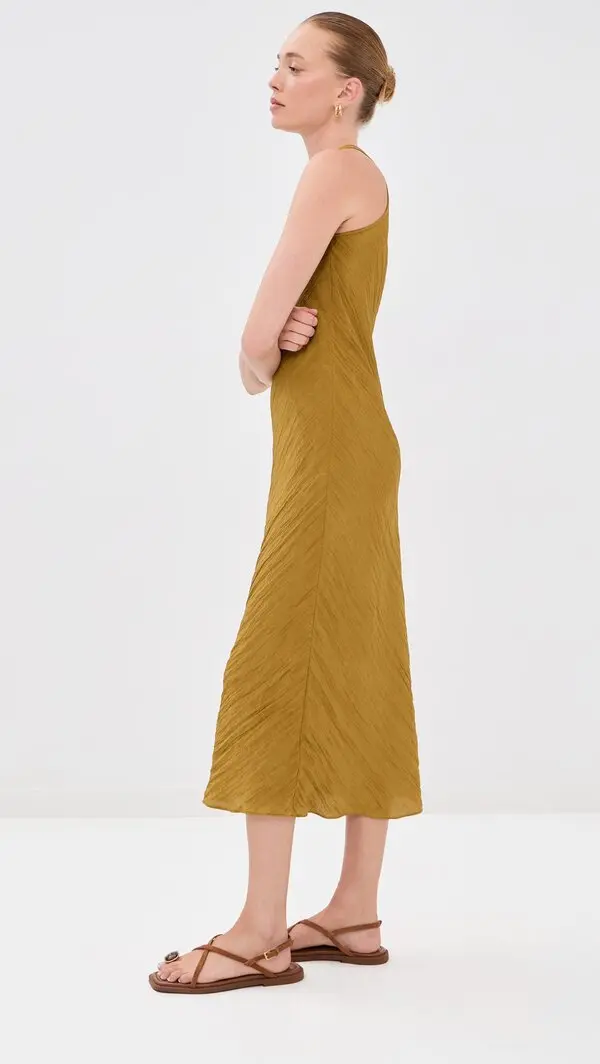 Tibi The Crinkle Slip Midi Bias Dress