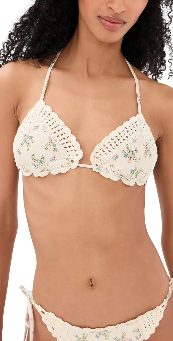 Agua Bendita Bea Handmade Crochet Triangle Top - Multicolor
