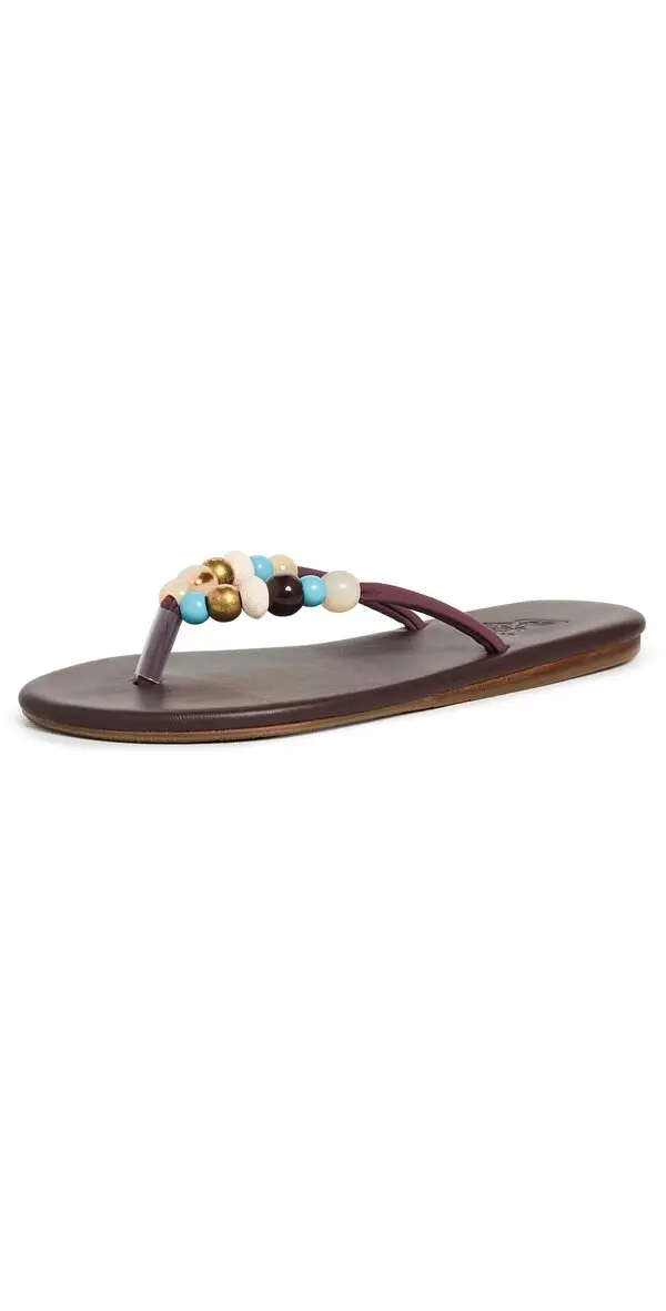 ANCIENT GREEK SANDALS Saionara Bead Flip Flops - Brown