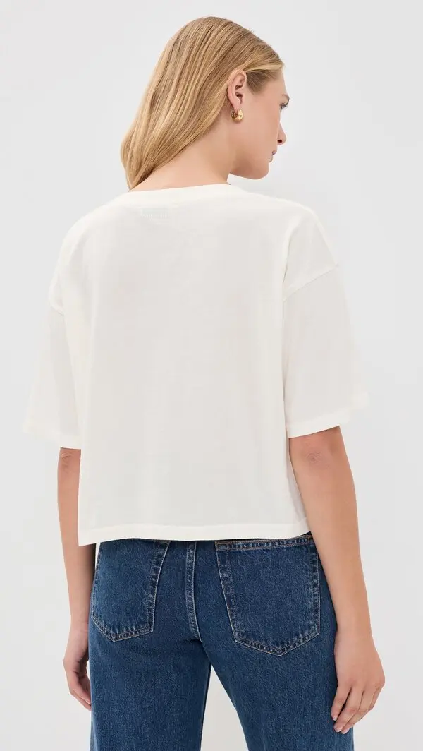 ANINE BING Johnny Cropped Tee With Los Angeles Graphic - Cream