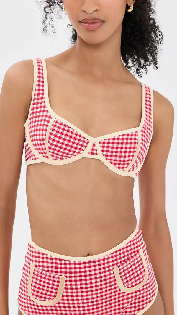 MONTCE Micro Gingham Romy Binded Bikini Top