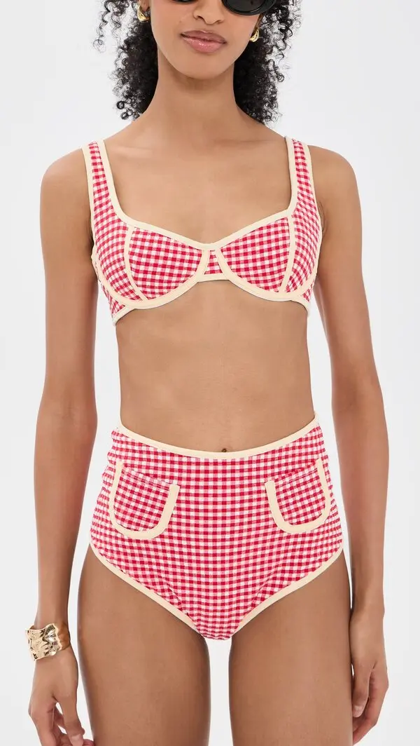 MONTCE Micro Gingham Romy Binded Bikini Top