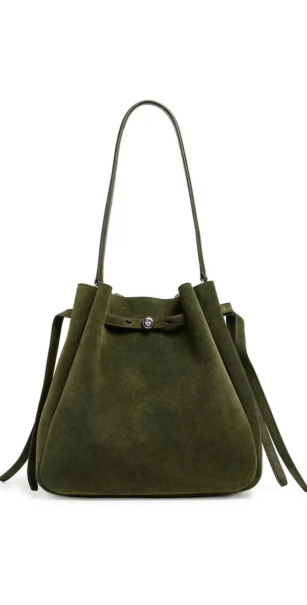 Tory Burch Romy Suede Large Bucket Bag - Leccio