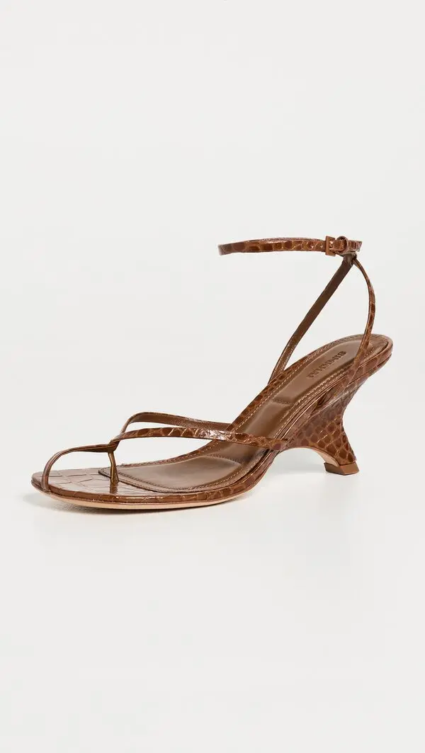 Simkhai Kelsey Embossed Leather Strappy Wedge Sandals