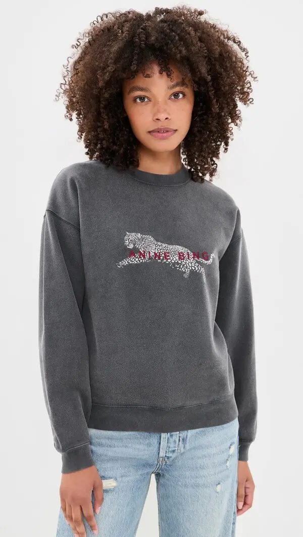 ANINE BING Spencer Leopard Sweatshirt