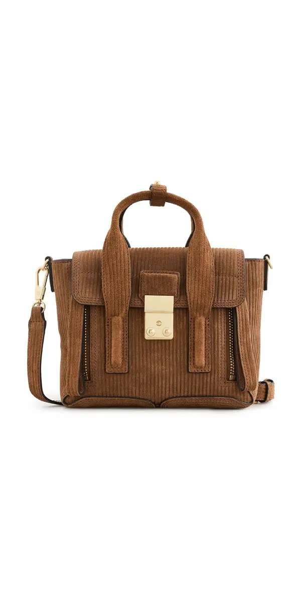 3.1 Phillip Lim Embossed Suede Pashli Mini Crossbody Bag - Saddle