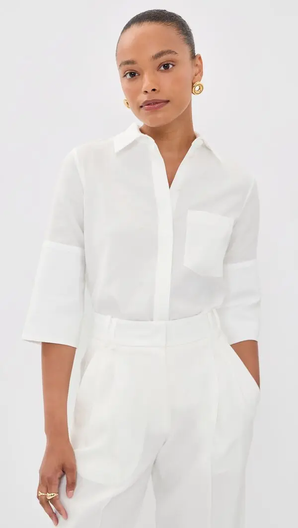 Another Tomorrow French Cuff Blouse