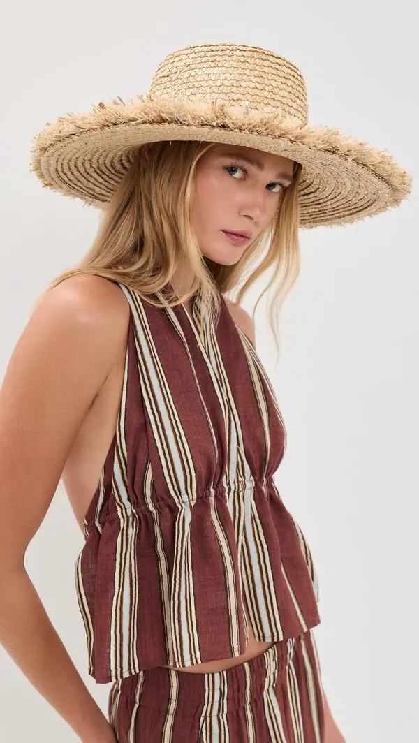 Lele Sadoughi Fringe Straw Hat