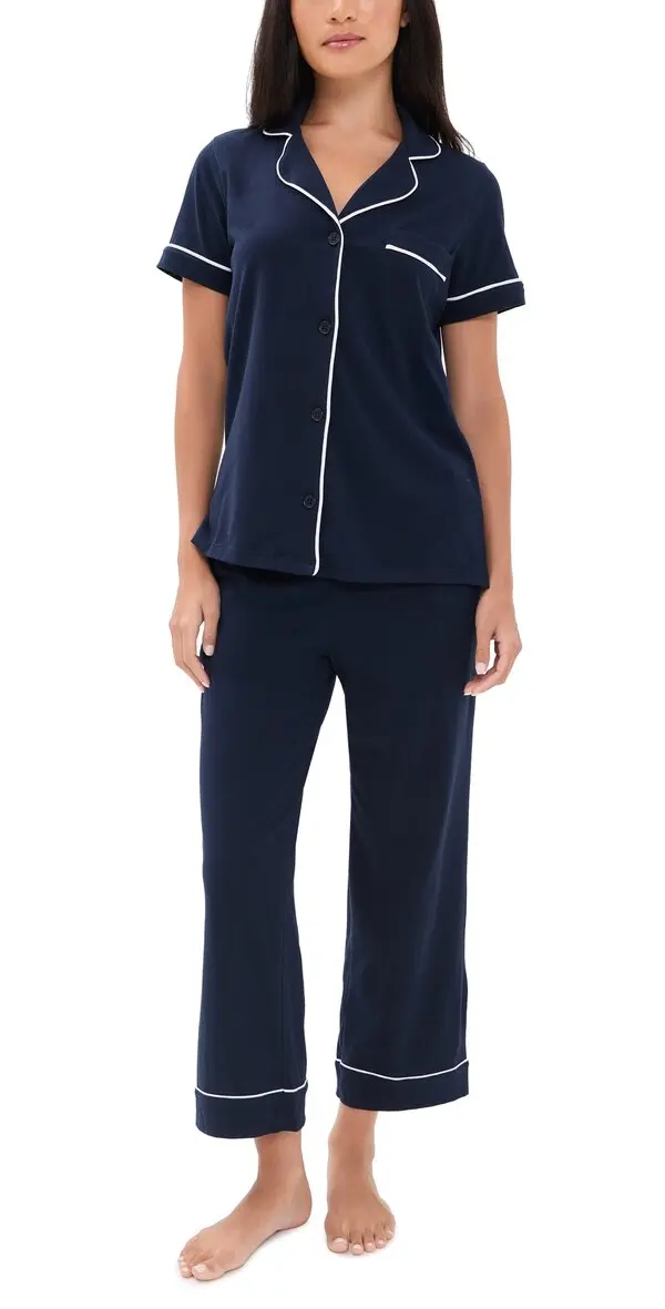 PETITE PLUME Cropped Pajamas Set - Navy