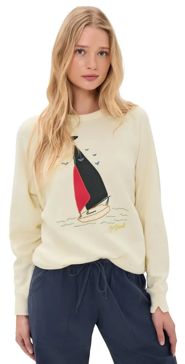 The Great. The College Sailboat Sweatshirt - Washed White