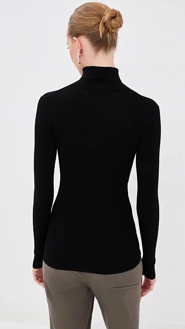 Tibi Featherweight Ribbed Split Neck Turtleneck Sweater