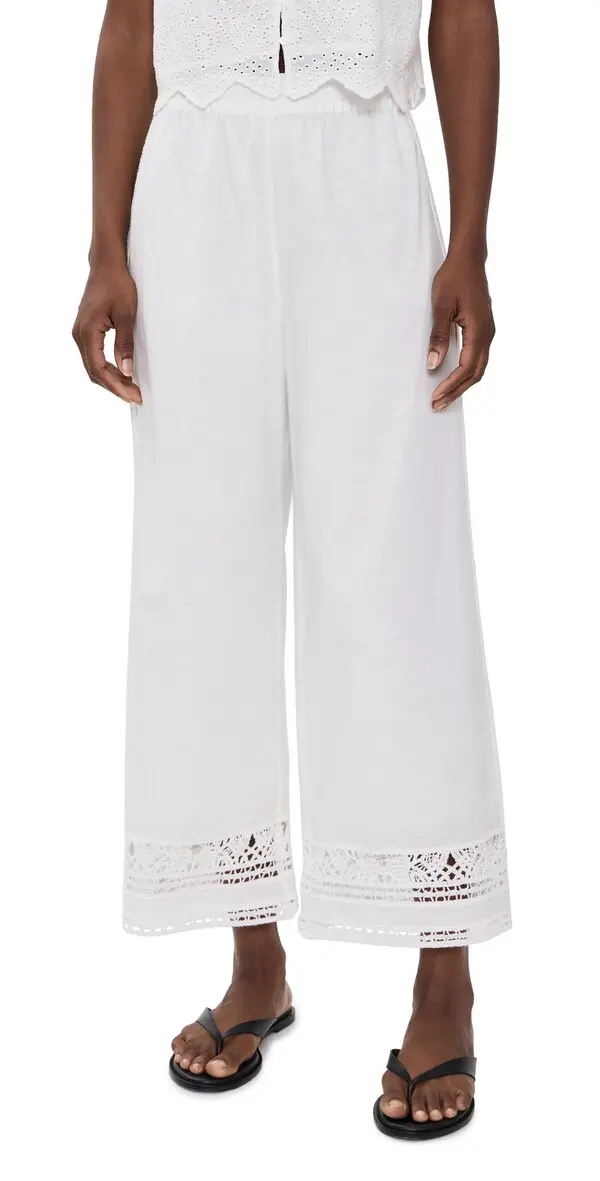 Z Supply Scout Embroidered Linen Blend Pants - White