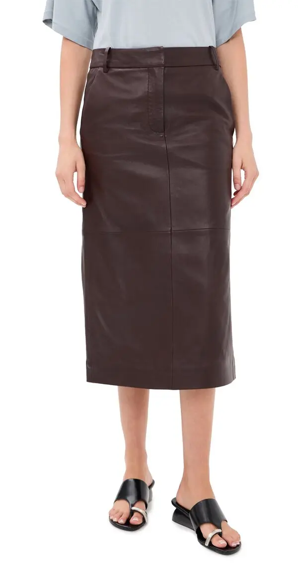 Tibi Leather Midi Trouser Skirt