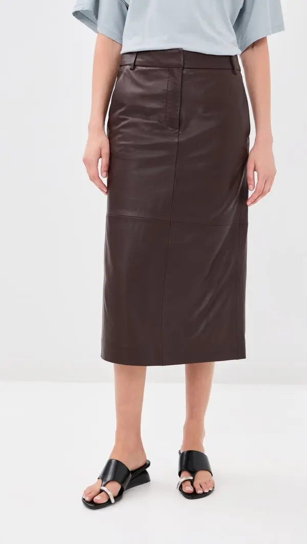 Tibi Leather Midi Trouser Skirt