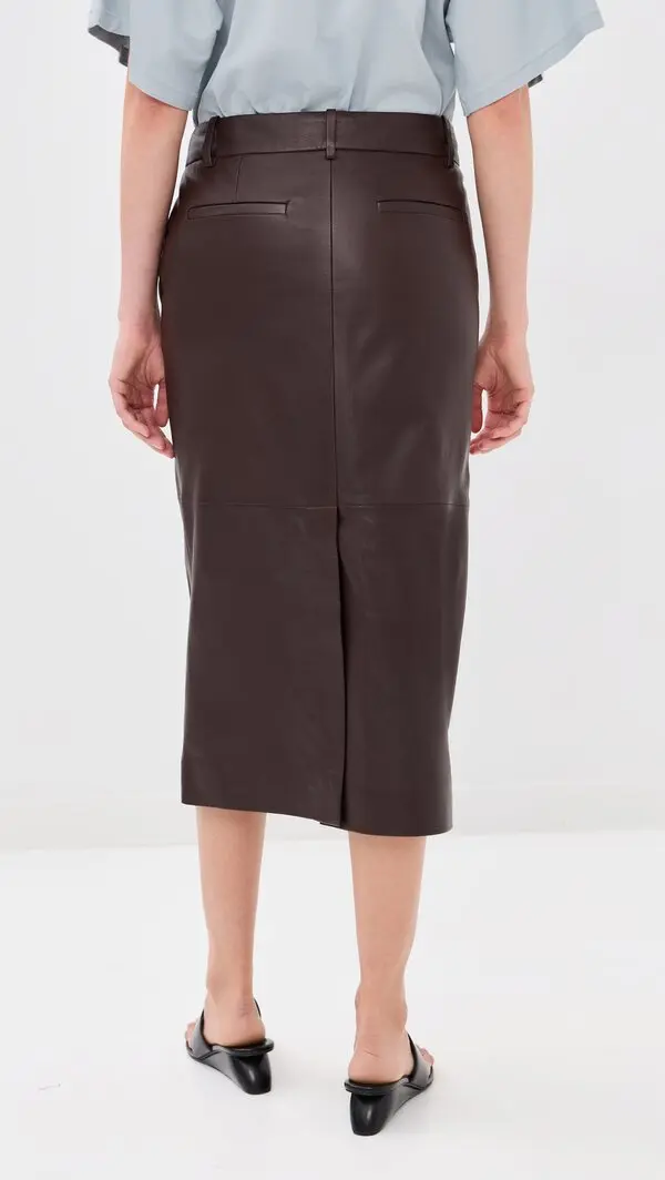 Tibi Leather Midi Trouser Skirt