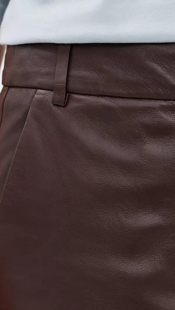 Tibi Leather Midi Trouser Skirt
