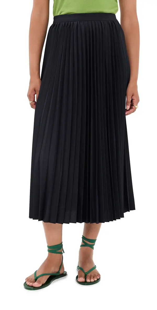 Tibi Pleated Sunray Skirt - Navy