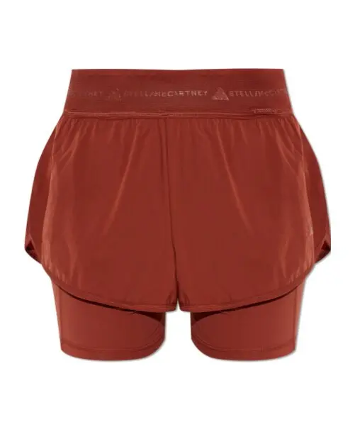 Adidas By Stella McCartney Logo Printed Drawstring Shorts - Red