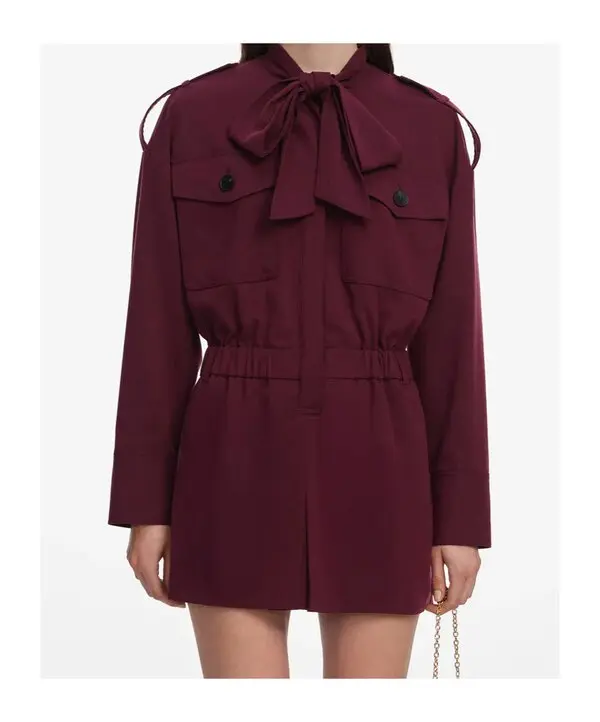 SELF-PORTRAIT Tie-neck Elasticated-waist Mini Playsuit