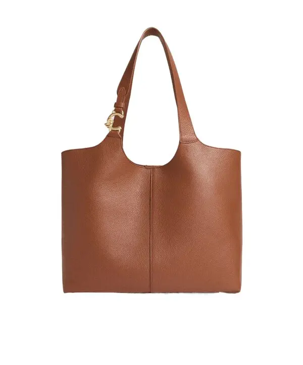 COCCINELLE Large C-easy Leather Shoulder Bag - Cognac
