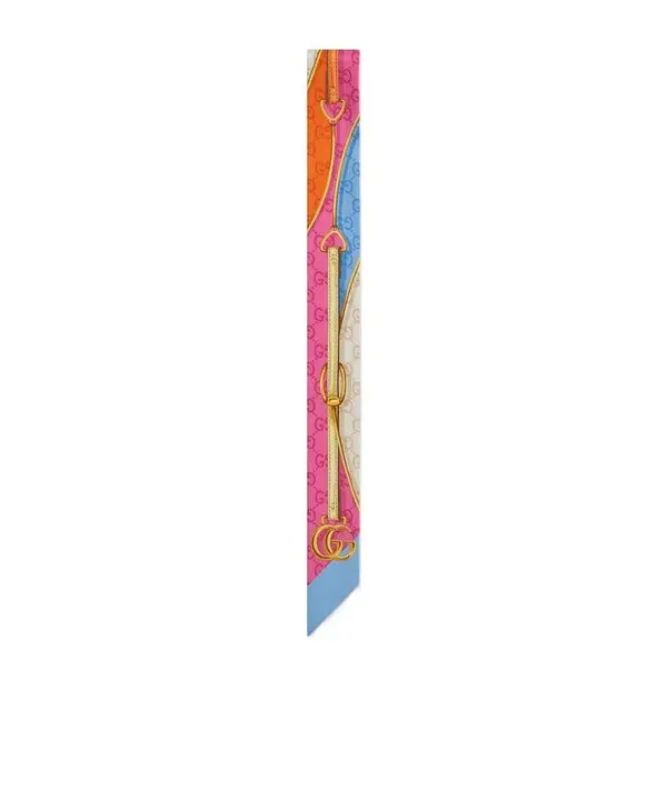 Gucci Gg Belt-print Silk Neck Scarf - Multicolor