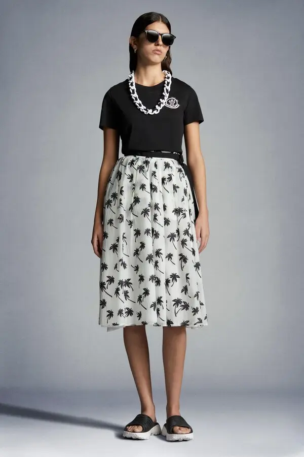 Moncler Palm Tree-print Midi Skirt