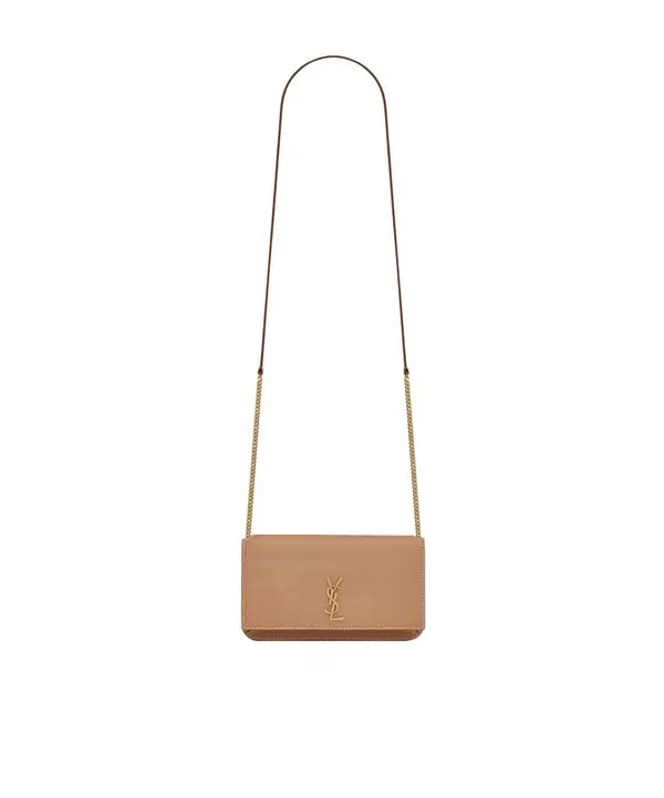 Saint Laurent Monogram Phone Holder With Strap In Vintage Smooth Leather