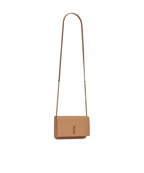 Saint Laurent Monogram Phone Holder With Strap In Vintage Smooth Leather