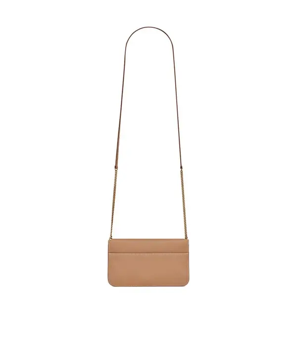 Saint Laurent Monogram Phone Holder With Strap In Vintage Smooth Leather