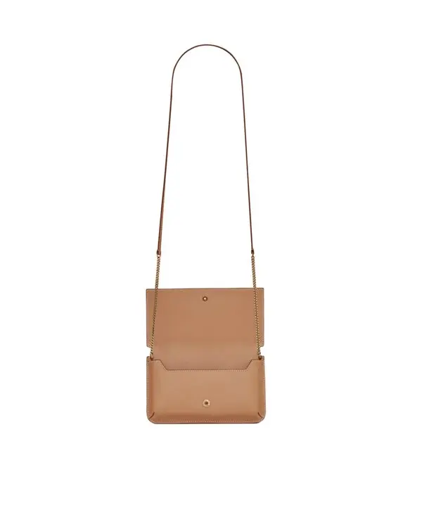 Saint Laurent Monogram Phone Holder With Strap In Vintage Smooth Leather