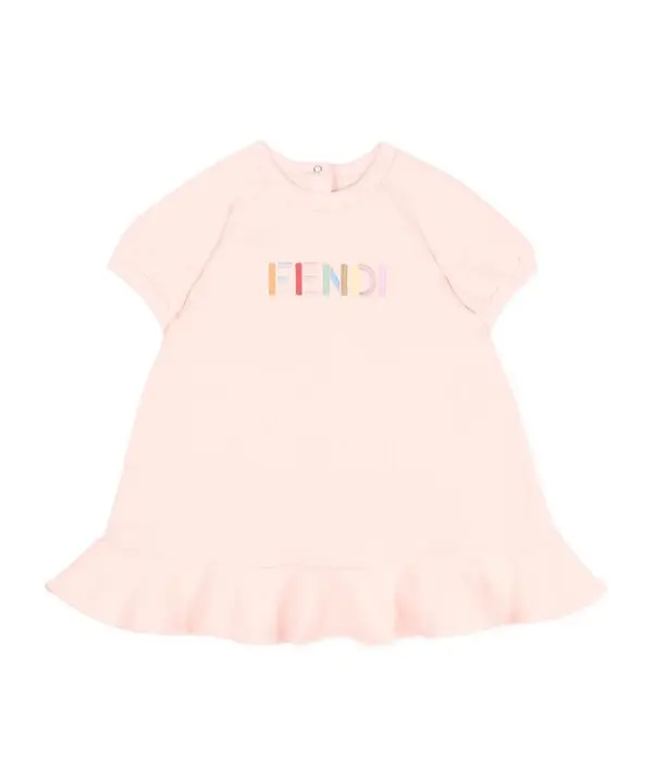 Fendi Logo-embroidered Ruffled Dress - Pink