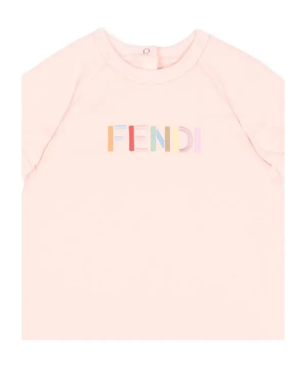 Fendi Logo-embroidered Ruffled Dress