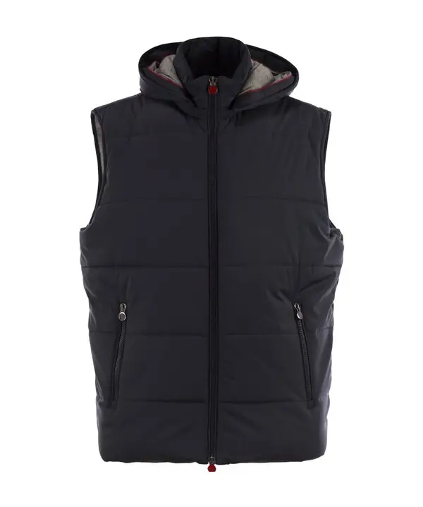 Kiton Zip-up Hooded Vest - Black
