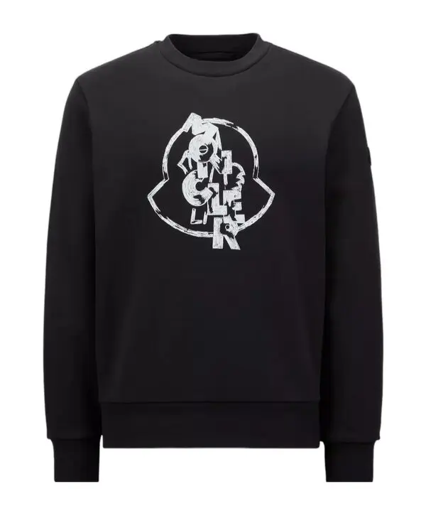 Moncler Logo Printed Crewneck Sweatshirt - Black