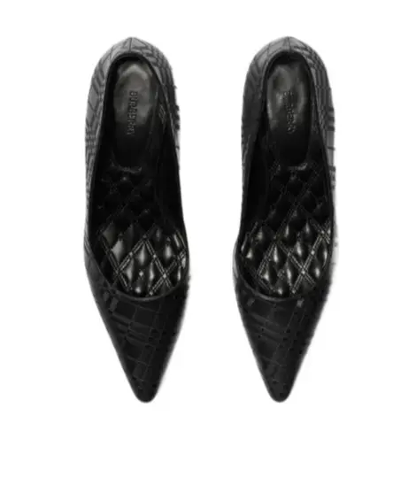 Burberry Check Leather Dame Low Pumps