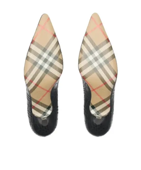 Burberry Check Leather Dame Low Pumps