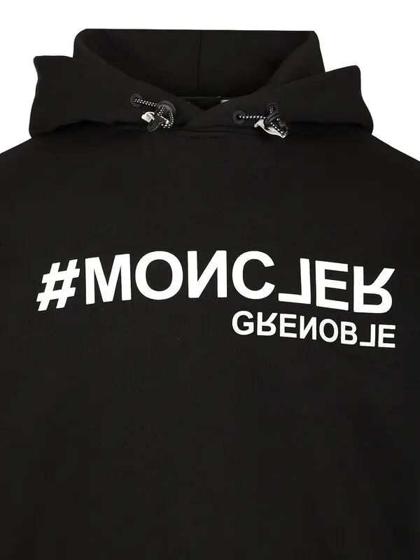 Moncler Logo Printed Jersey Hoodie - Black