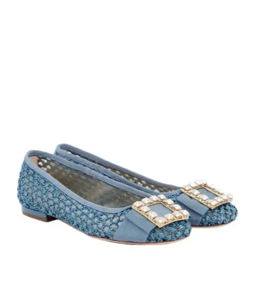ROGER VIVIER Embellished Ballet Flats - Blue