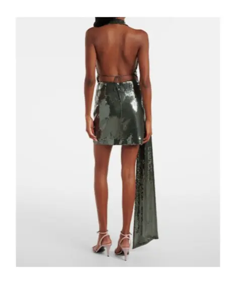 Alex Perry Draped Halterneck Sequined Minidress
