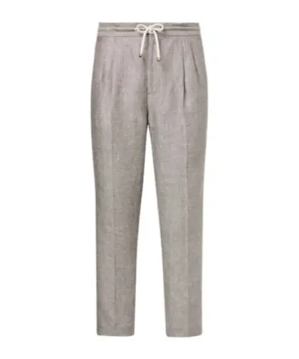Brunello Cucinelli Hemp And Linen Tapered Pants - Gray